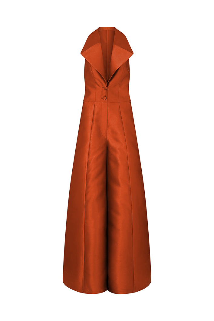 ZIRO BACKLESS JUMPSUIT IN ORANGE RED – THE KEMIST